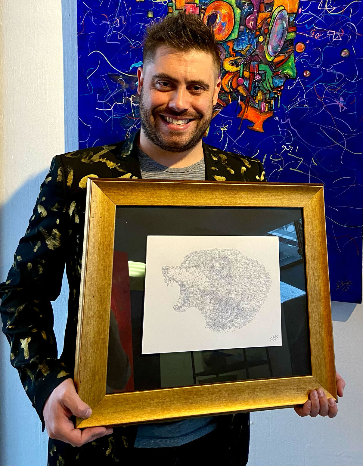"Wolf Of Main Street" Wolf Pointillism Drawing Art – Elias Zacarias Shop